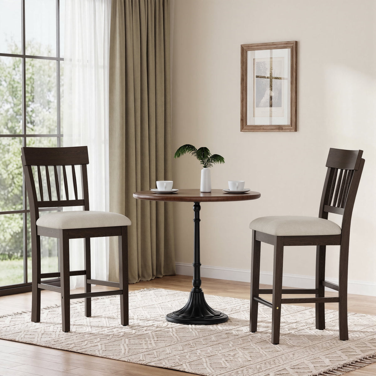 EOP Windsor Armless Bar Stools Set of 2 Counter Height Stool Wooden Ba ...