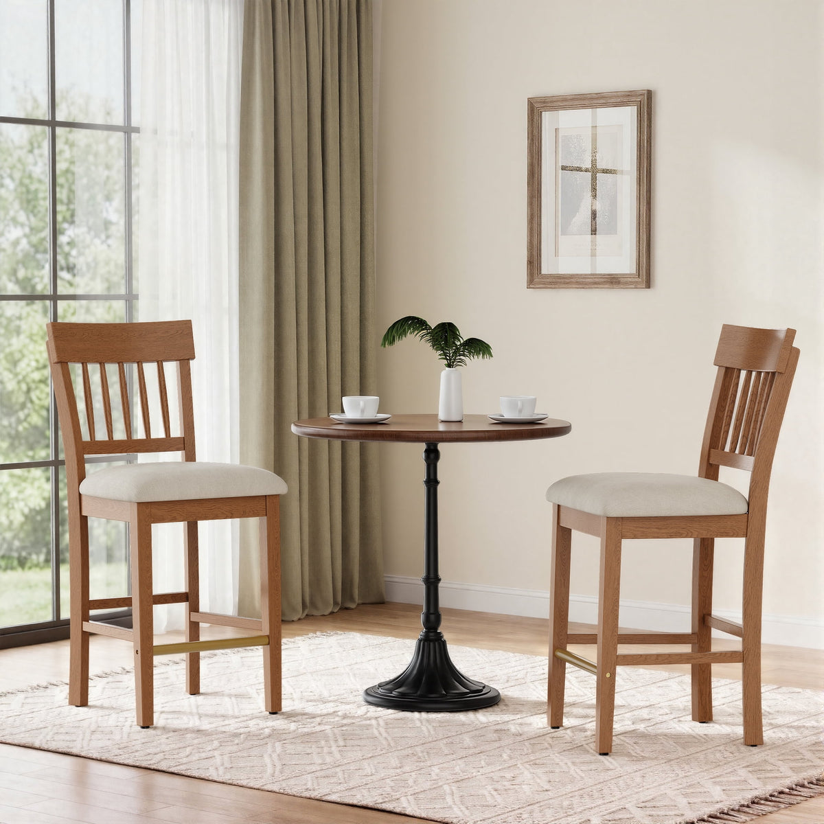 EOP Windsor Armless Bar Stools Set of 2 Counter Height Stool Wooden Ba ...